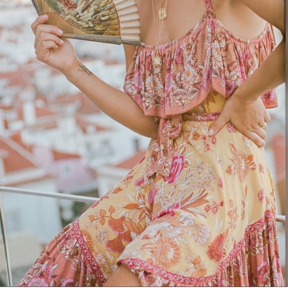 Free People Dresses Free People Spell And The Gypsy Ruffled Floral Printed Boho Midi Dress